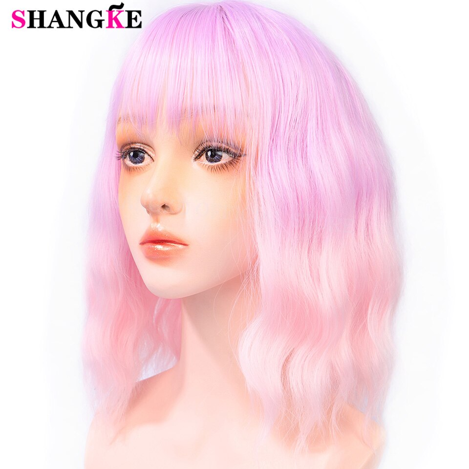 Shangke syntetisk kort vandbølgegradient ombre hår... – Vicedeal