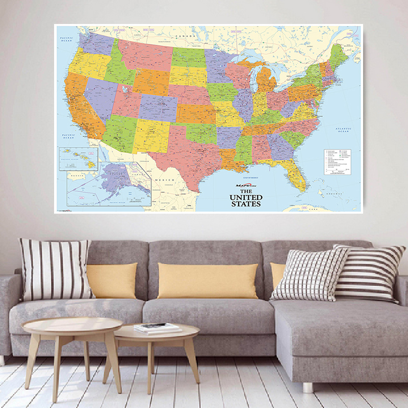 A2 Size Map Of The United States Wall Art Poster a... – Grandado