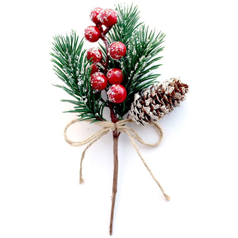 Red Berry Stems Pine Branches Evergreen Christmas ... – Grandado