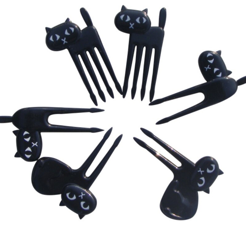 6Pcs Mini Animal Fork Fruit Picks Cute Cartoon Cat... – Grandado
