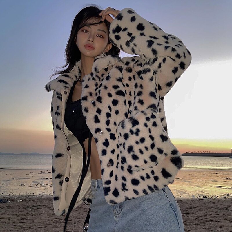 Leopard Printed Y2K Faux Fur Jackets Women Winter ... – Grandado