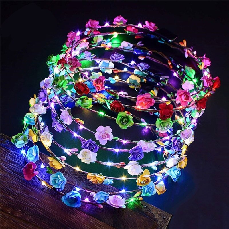 1Pcs LED Flower Crown Adjustable Flower Wreath Hea... – Grandado