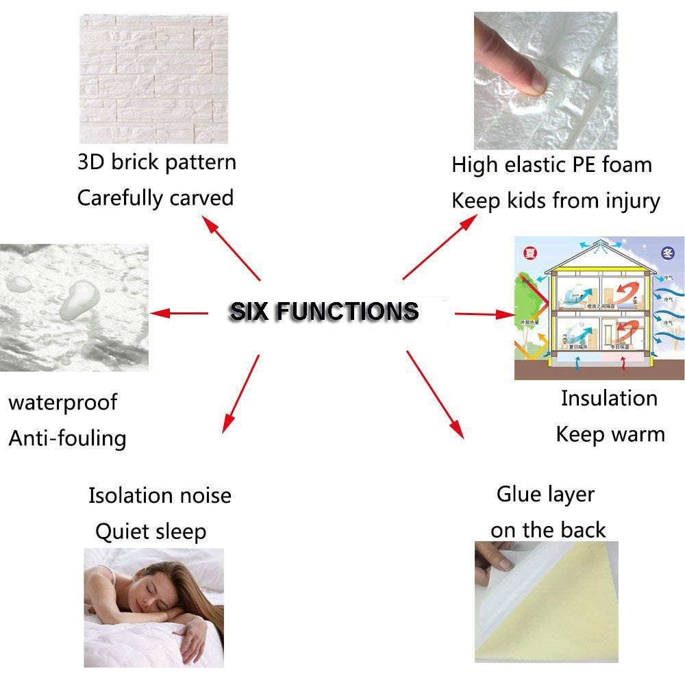 60Cm X 30Cm 3D Baksteen Pe Foam Muursticker Home D... – Grandado