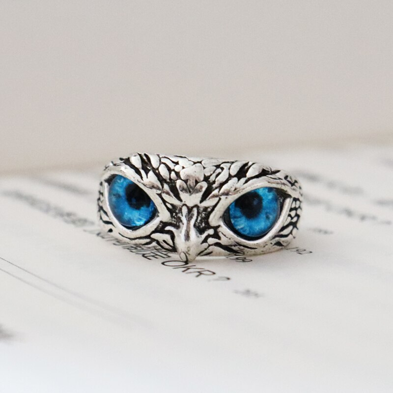 Charming Owl Ring Owl Ring Multicolor Eyes Silver ... – Grandado