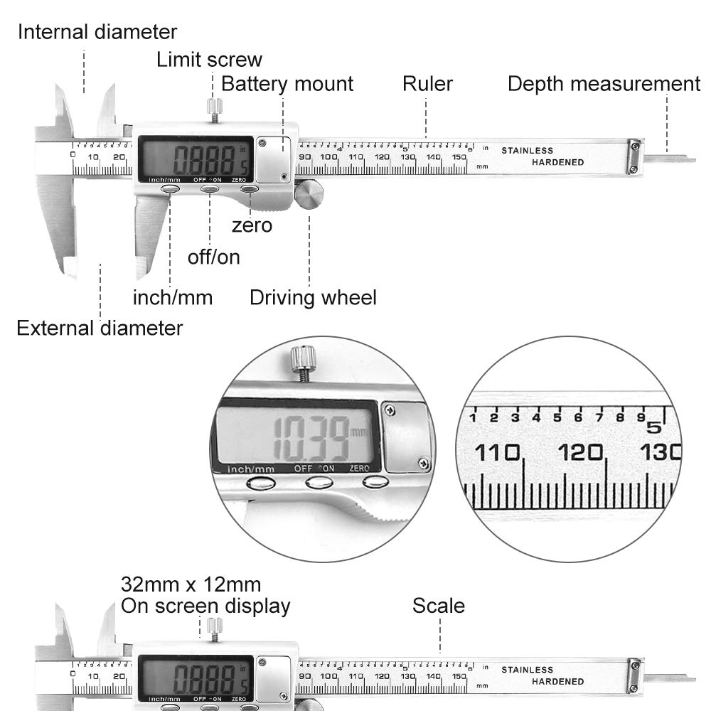 ESPLB Stainless Steel Caliper Electronic LCD Digit... – Vicedeal