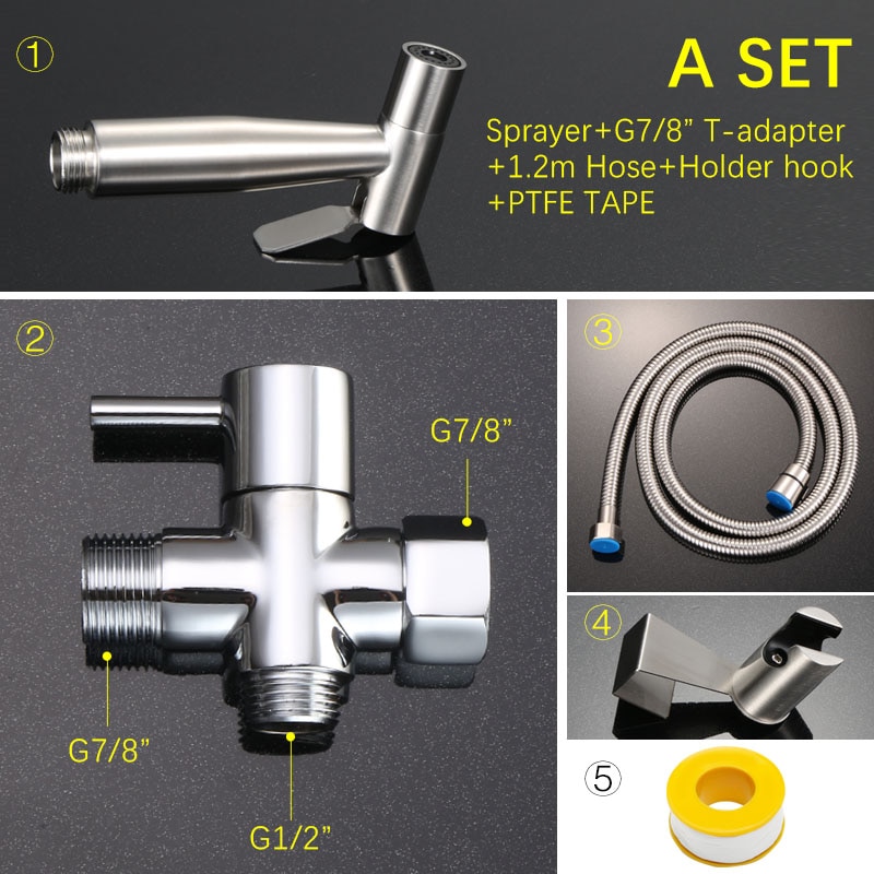 Stainless Steel Toilet Hand Held Bidet Faucet Spra... – Grandado