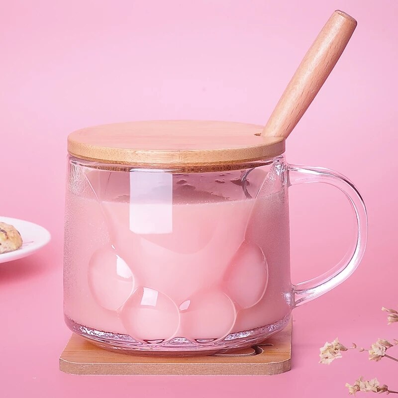 Cat Paw Cup Transparent Glass Mug Handle Coffee Mo... – Grandado