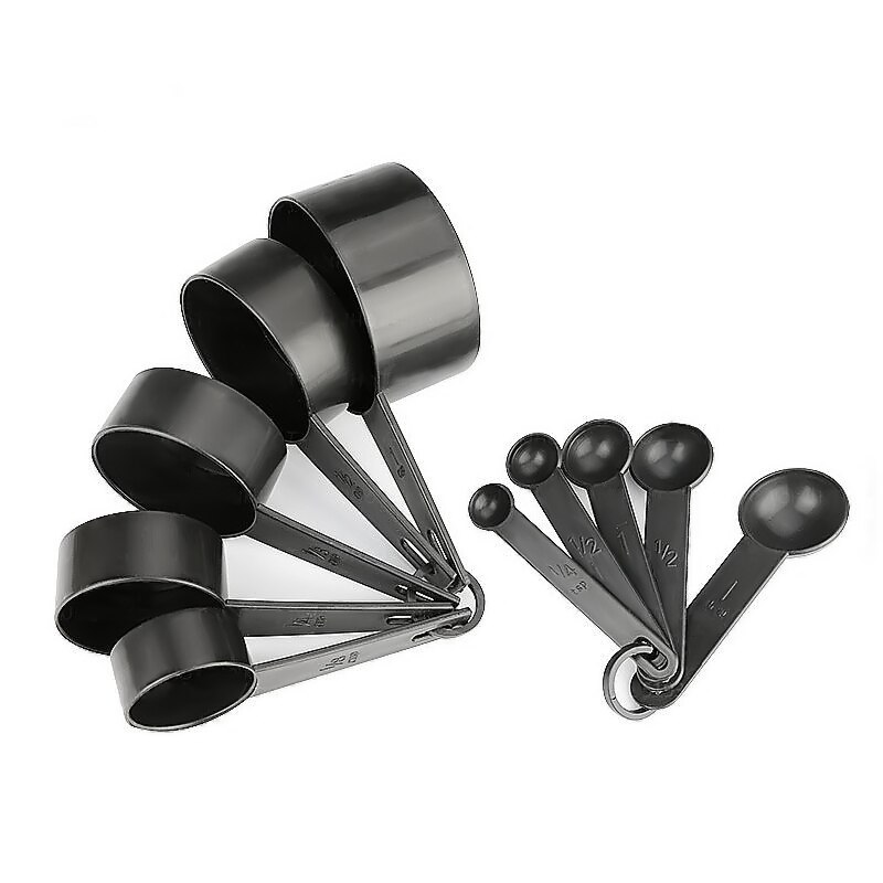 10 Pcs Black Kitchen Measuring Cup Spoon High Grad... – Grandado
