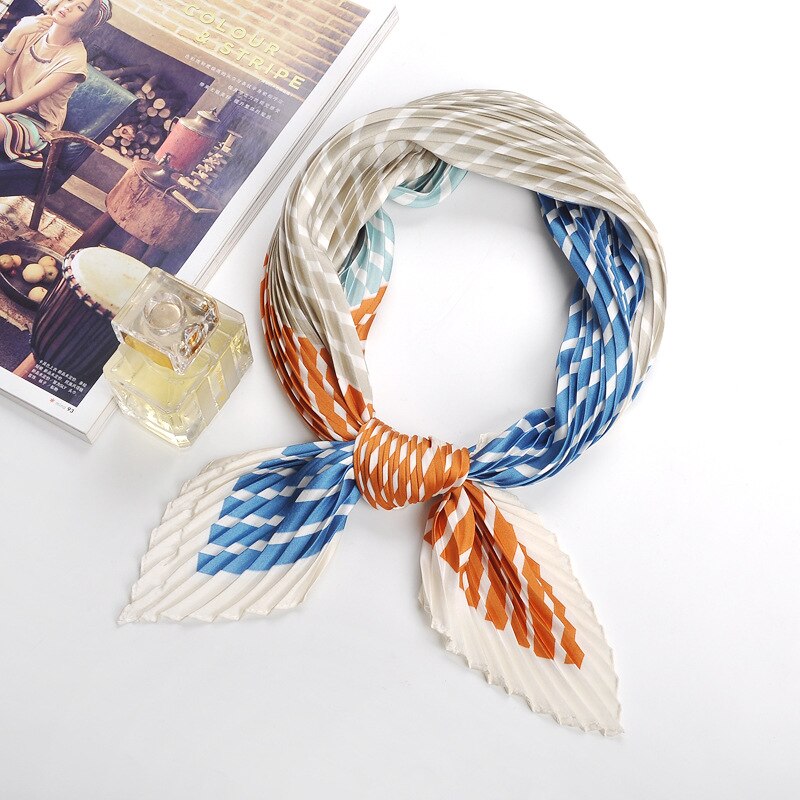 55*55cm Pleated small square scarf Wrinkled silk h... – Vicedeal