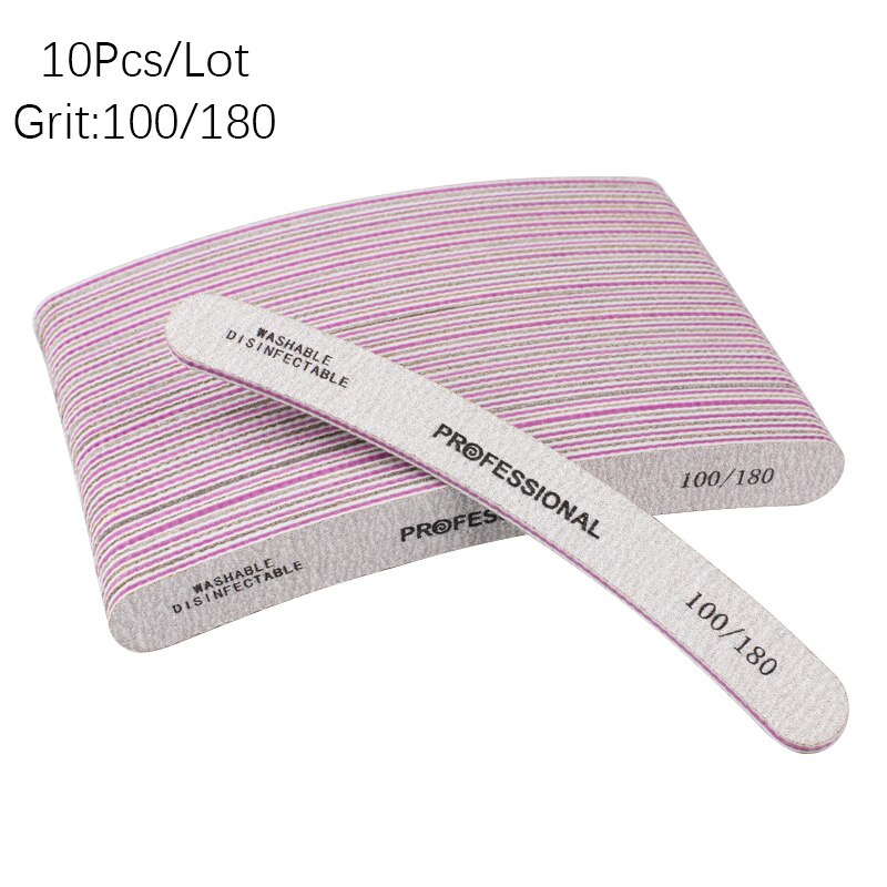 5Pcs/10Pcs Curved Nail Files 80/100/180 Grit Sandp... – Grandado