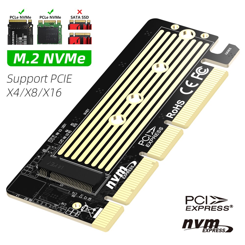 M.2 PCI-E NVMe SSD to PCIe 3.0 X4/X8/X16 Adapter C... – Vicedeal
