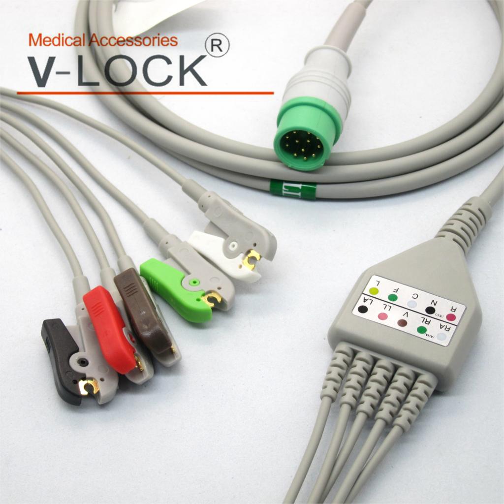 One-piece ECG cable with 5leads,clip for COMEN C-s... – Grandado
