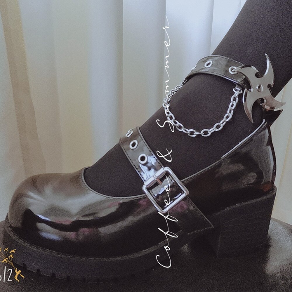 Womens Round Toe Patent Leather Platform Block Hig... – Grandado