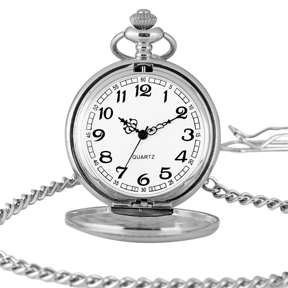 Smooth Silver Pocket Watch Full Hunter Pendant Cha... – Grandado