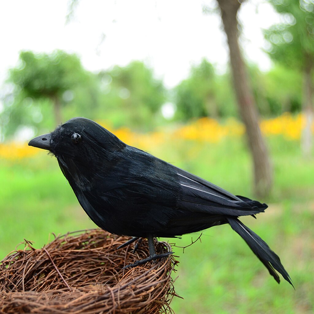 Lifelike Crow Sculpture Simulation Woodland Birds ... – Vicedeal