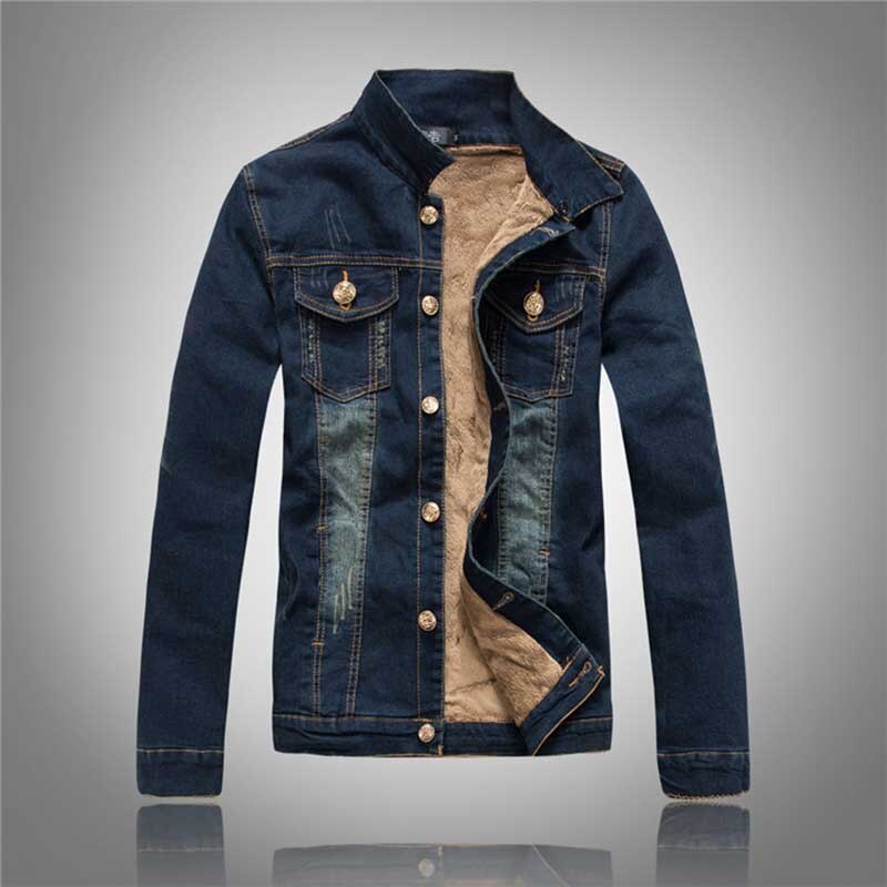 Autumn Winter Cowboy Windbreaker Denim Fleece Jack... – Vicedeal