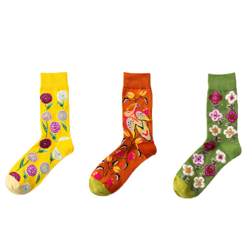 3 Pairs / lot man happy sock set funny flower cott... – Vicedeal