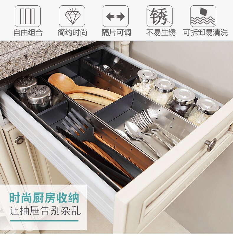 Kitchen Drawer Storage Box Thick Stainless Steel P... – Grandado
