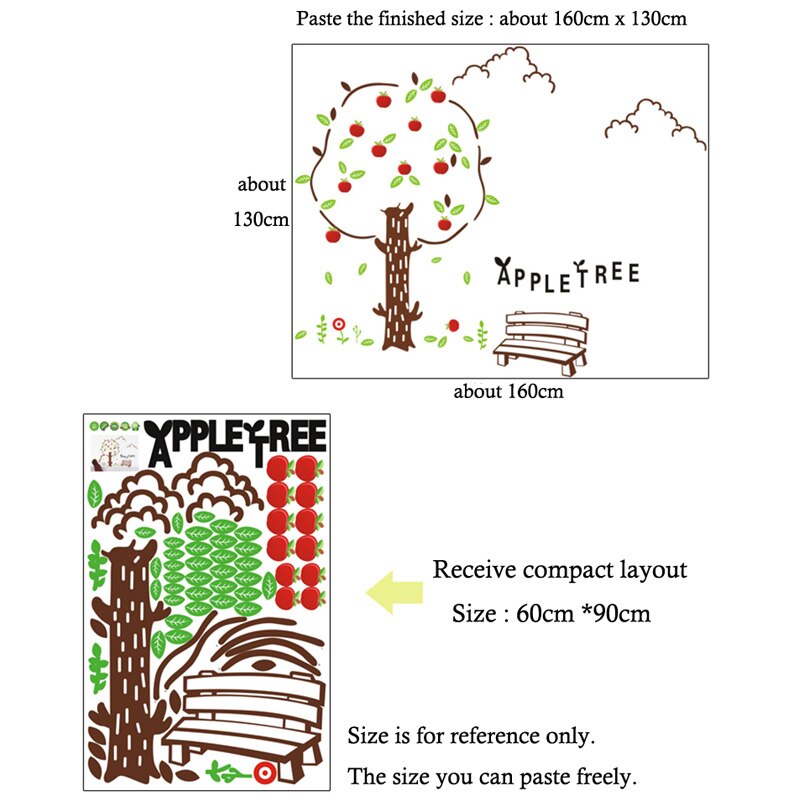 Cute Apple tree Wall Sticker for kids baby room li... – Grandado