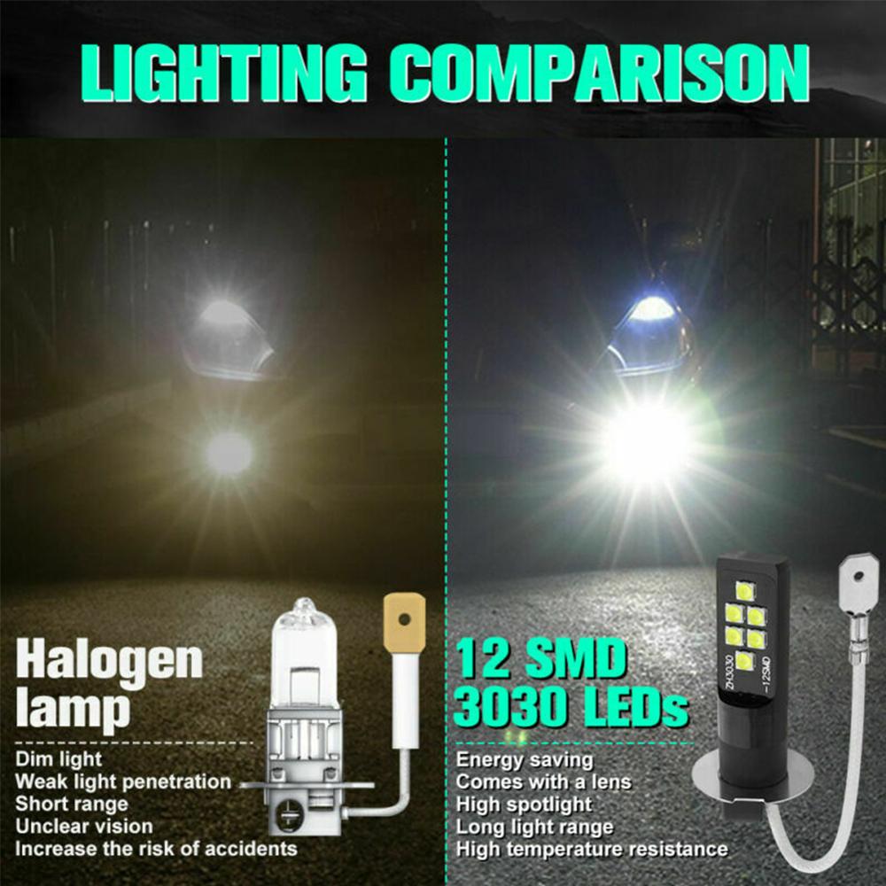2 PCS H3 3030 12SMD LED Fog Light Bulb Lights H3 U... – Grandado