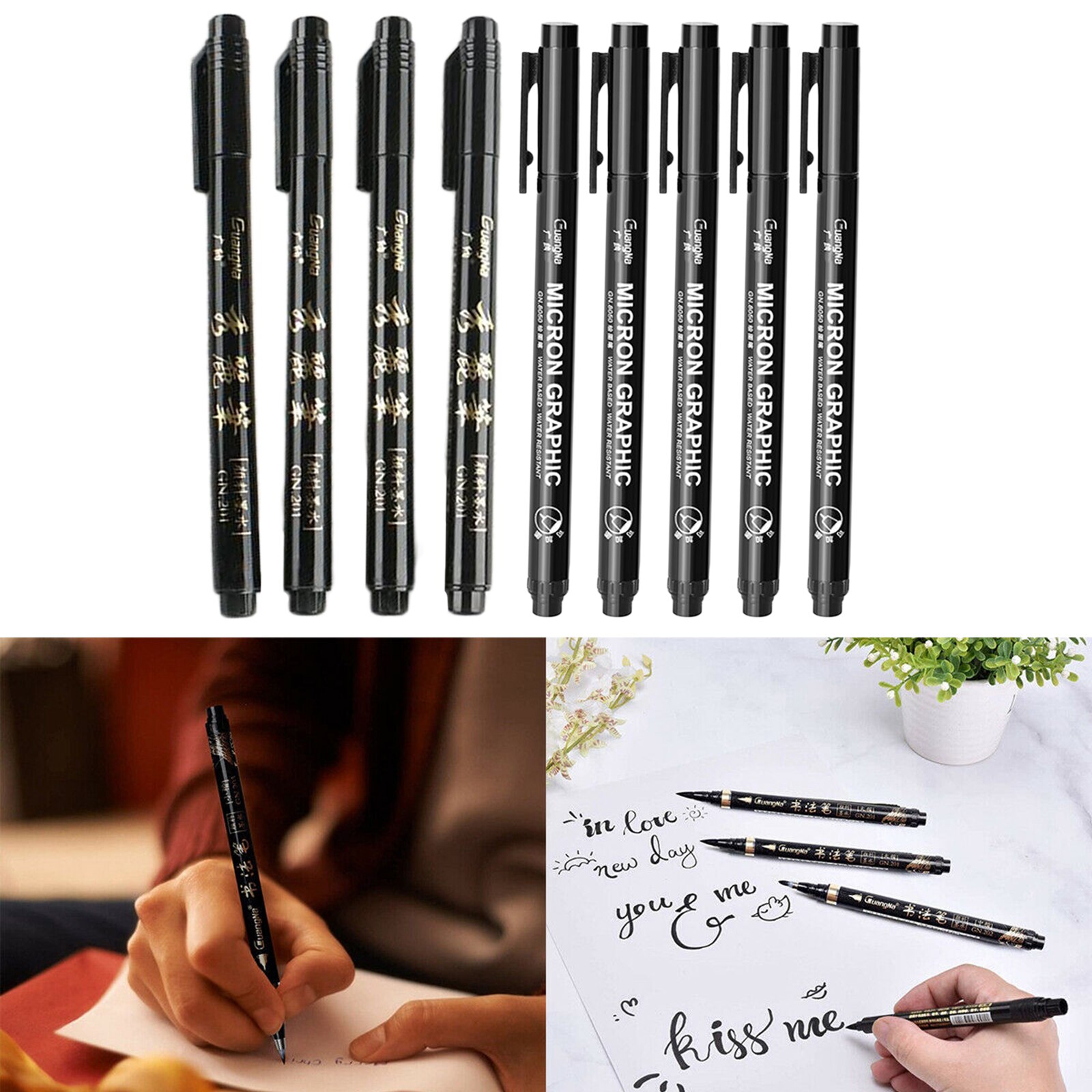 6/9x Calligraphy Brush Pen Fountain Watercolor Han... – Vicedeal