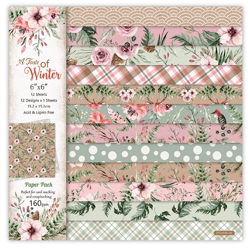 12pc flower winter patterned paper Scrapbooking pa... – Grandado