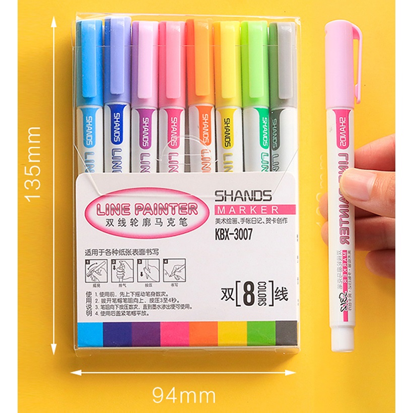 8 different Glitter Color Line Painter Pen Set Art... – Grandado