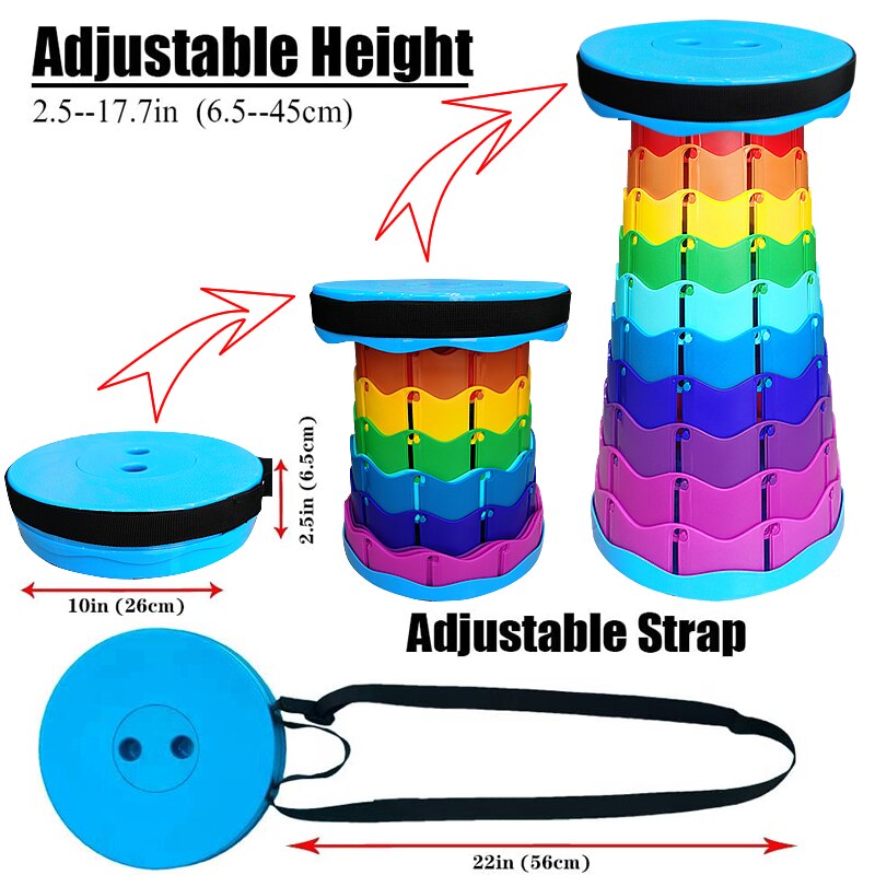 Rainbow colors Retractable Folding Stool for Campi... – Grandado