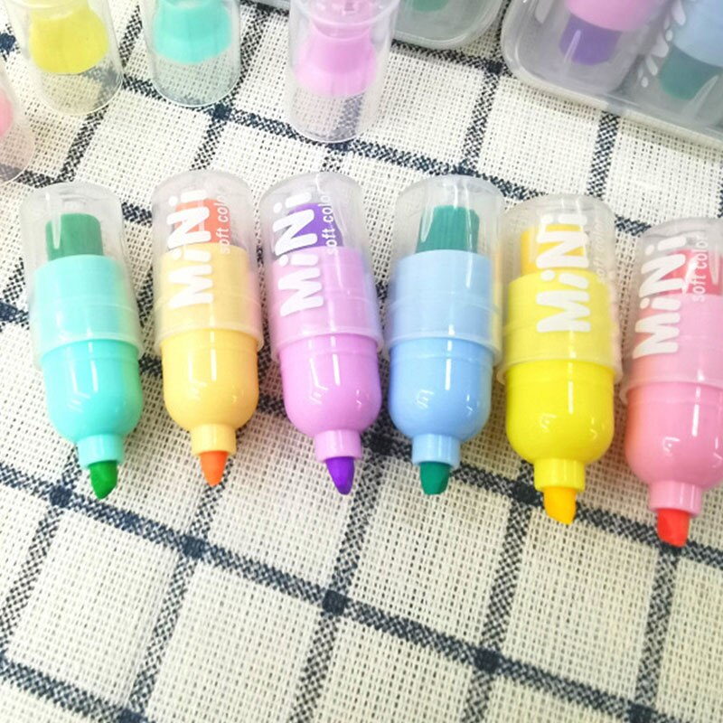 12 box/lot Mini Candy 6 Colors Highlighter Set Dra... – Grandado