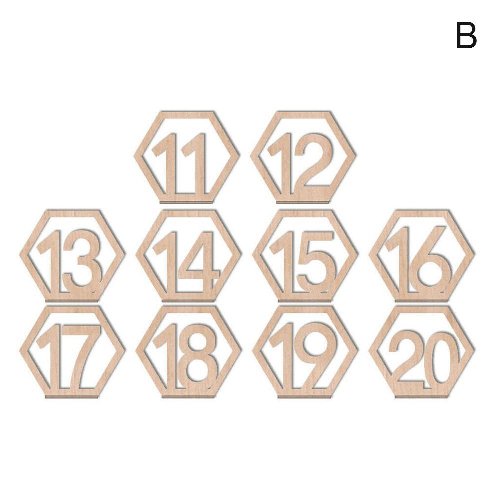 1-20 Number Wooden Signs Wedding Hexagon Table Num... – Grandado