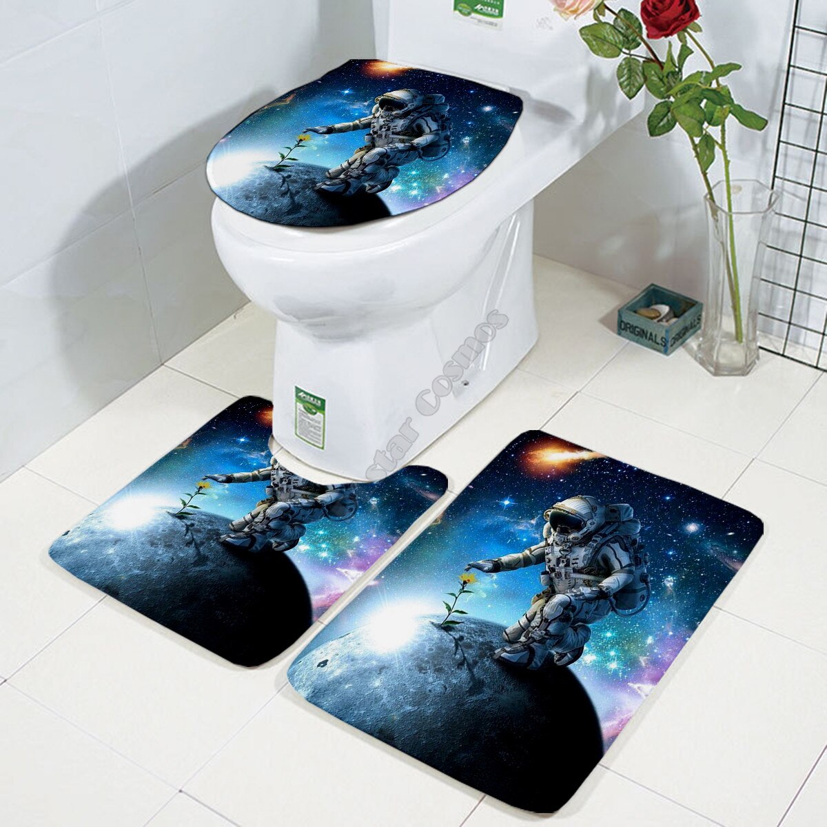 Galaxy astronaut Three-piece set 3D printed Bathro... – Vicedeal