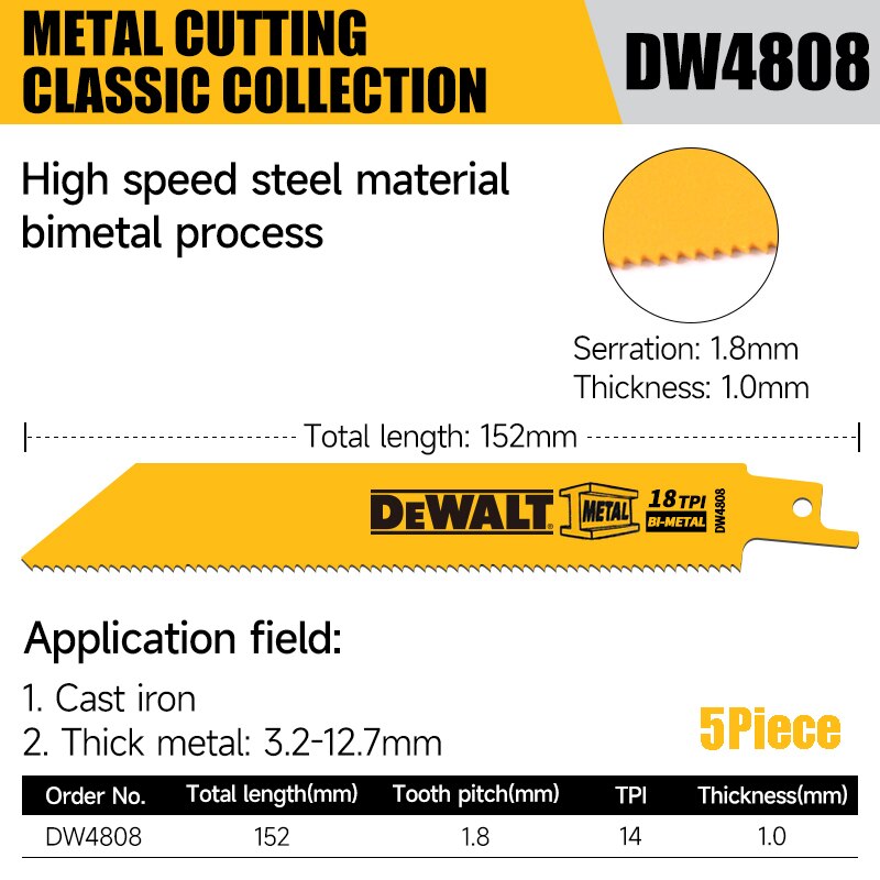 DEWALT 5pcs Reciprocating Saw Blades With Straight... – Vicedeal
