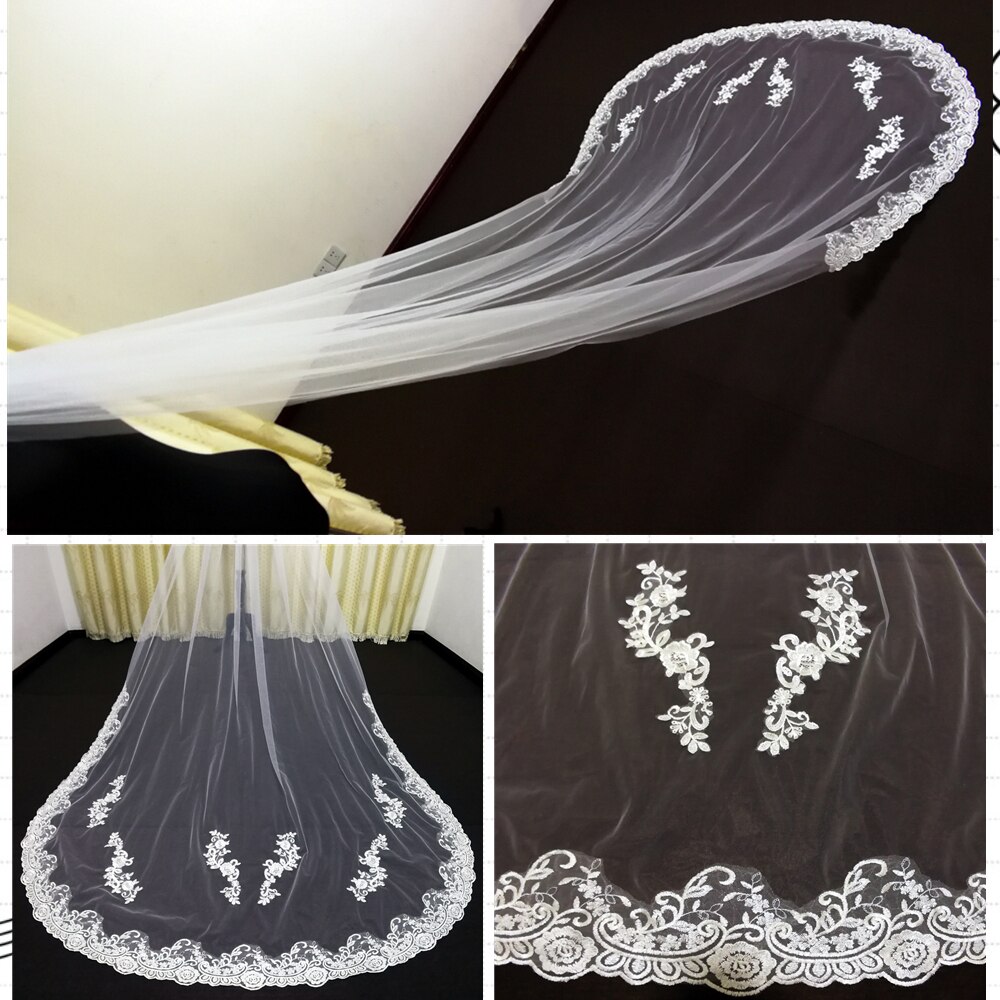 3m ett lager spets kant vit elfenben katedral bröl... – Grandado