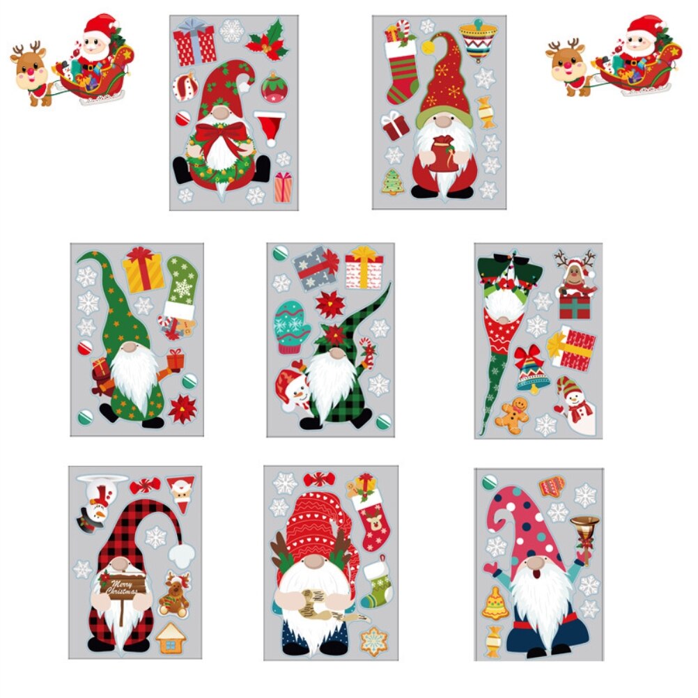 8 Sheet/Set Christmas Window Clings Christmas Face... – Grandado