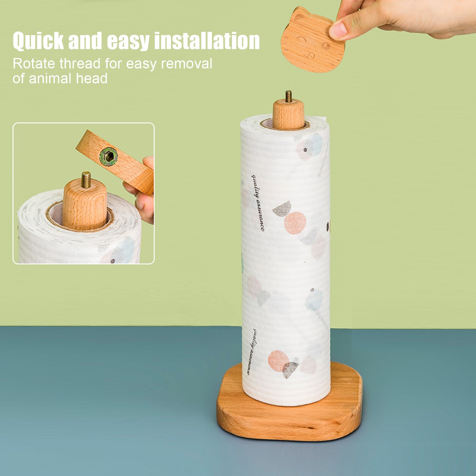 Wooden Roll Paper Stand Kitchen Paper Towel Holder... – Vicedeal