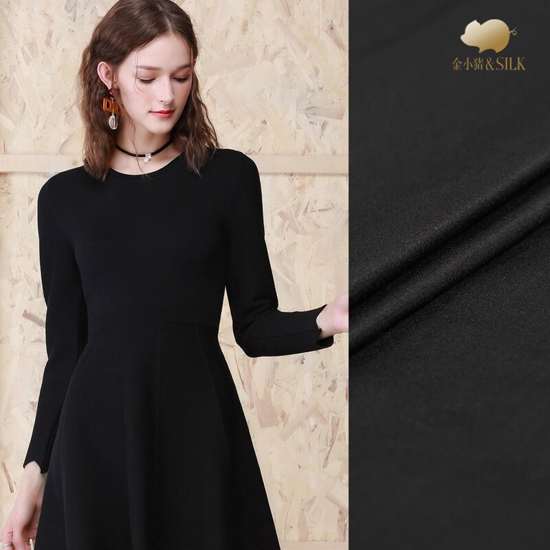 Black stretch silk wool fabric 40mm thick texture ... – Grandado