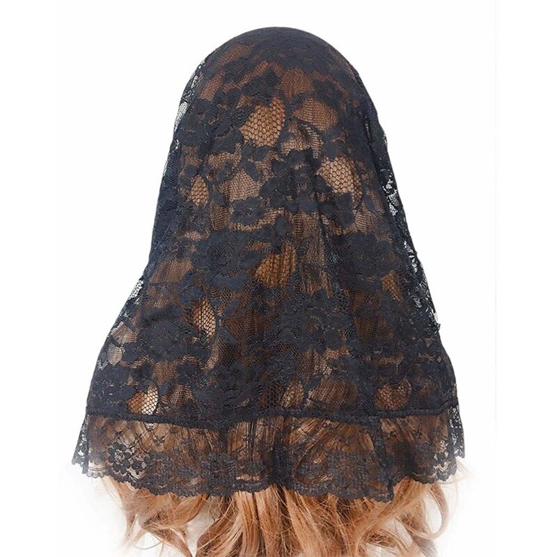 Black Ivory Short Mantilla Veil For Church Vintage... – Grandado