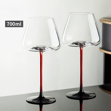 Lead-Free Crystal Wine Glass Red Black Base Goblet... – Grandado