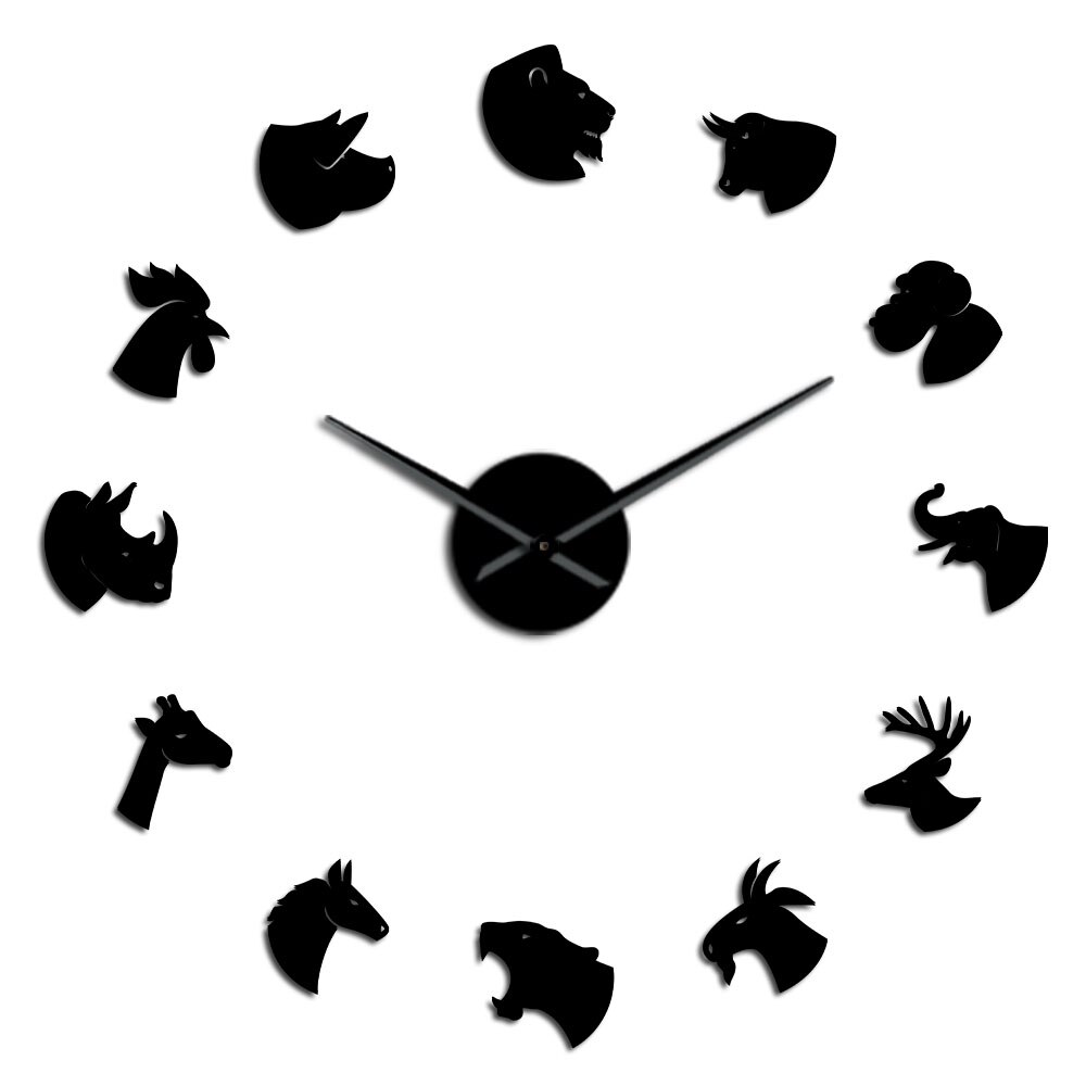 Zoo Animals DIY Large Frameless Mute Wall Clock Wi... – Vicedeal