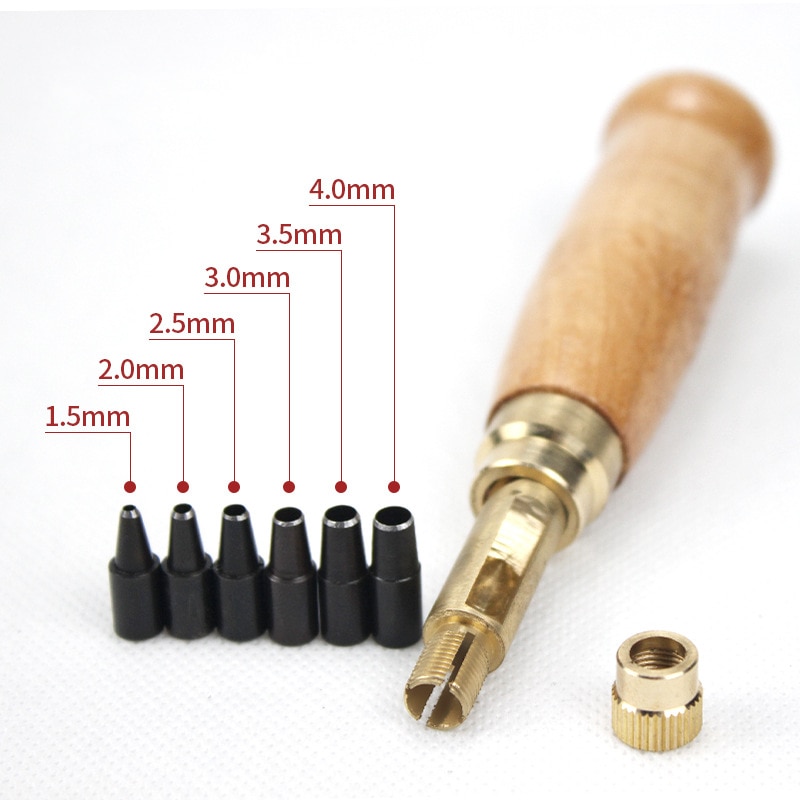 6 størrelsestips 1.5-4mm lærstanseverktøy automati... – Grandado