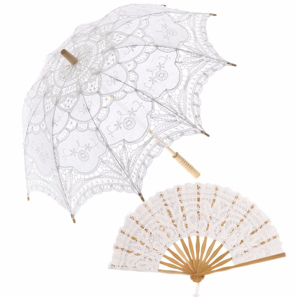 30" Handmade Embroidered Lace Parasol Sun Umbrella... – Vicedeal