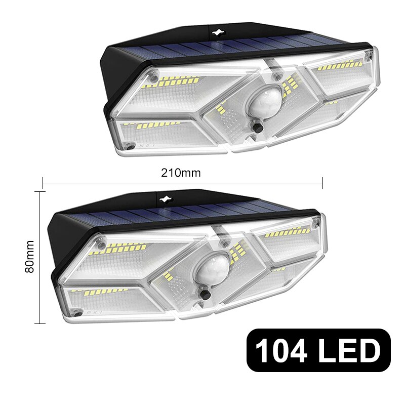 104 Led Outdoor Solar Lamp 3 Modi Pir Bewegingssen... – Vicedeal