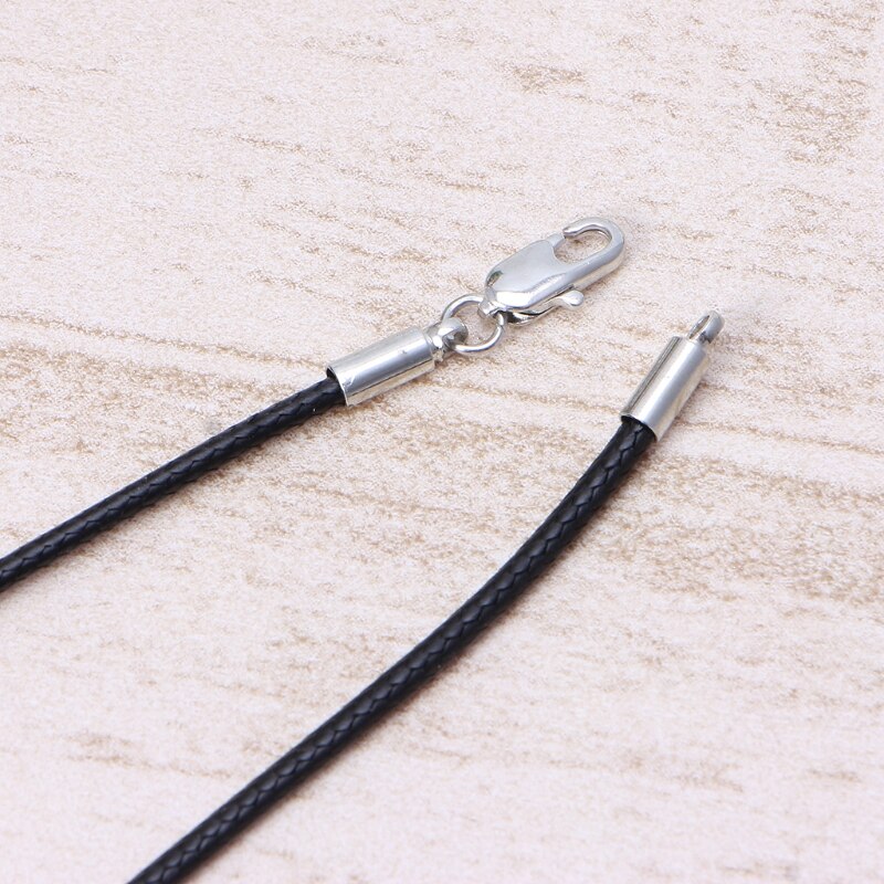 Black Silk Leather Cord Chain Necklace Rope with L... – Vicedeal