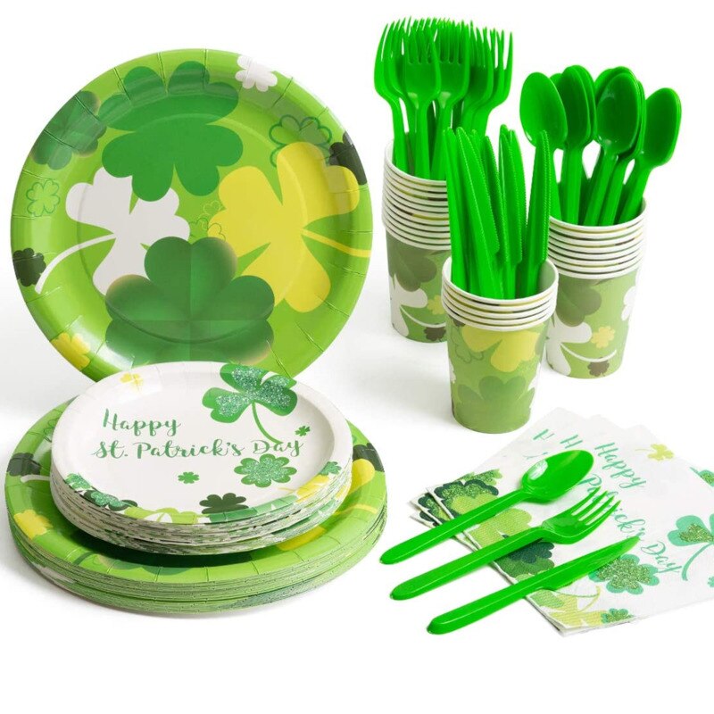 St Patrick Day Plates Party Supplies Shamrocks Pap... – Vicedeal
