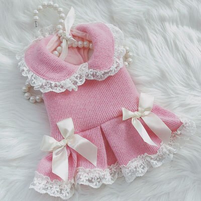 Cute Princess Dog Clothes Knitted Coat Dress Winte... – Grandado