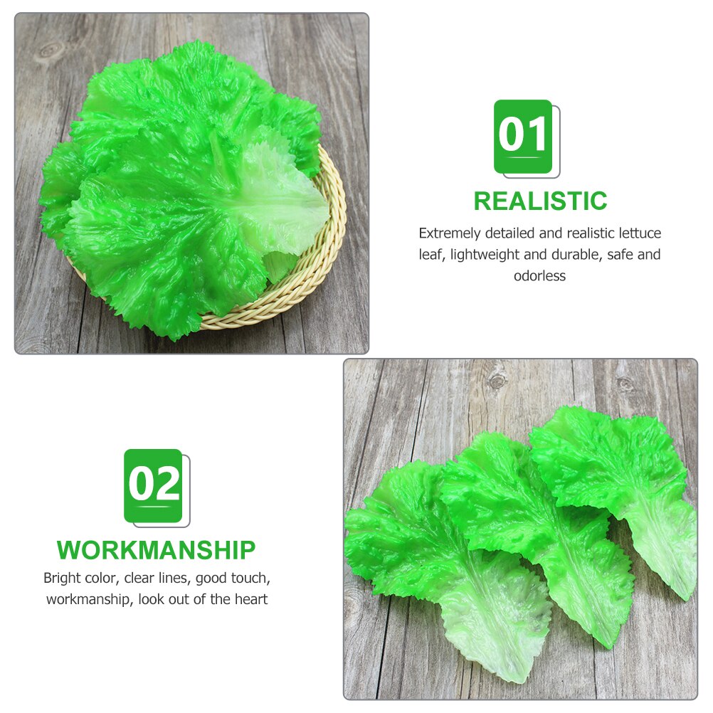 5Pcs Simulation Lettuce Leaf Models False Food Pro... – Grandado
