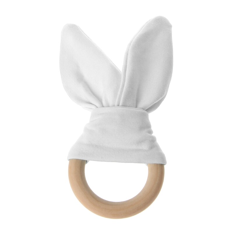 Bunny Ear Teether Fabric Wooden Teething Ring With... – Vicedeal