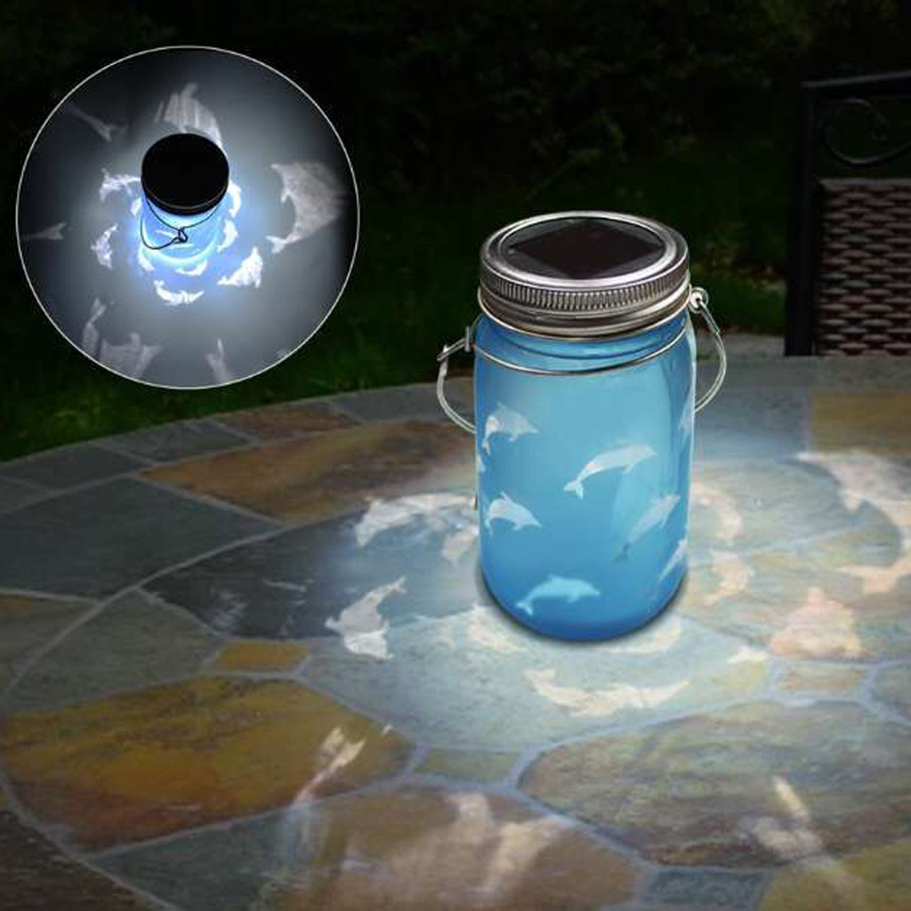 Mano Inciso Delfini Solare Mason Jar Bottiglia Luc... – Grandado