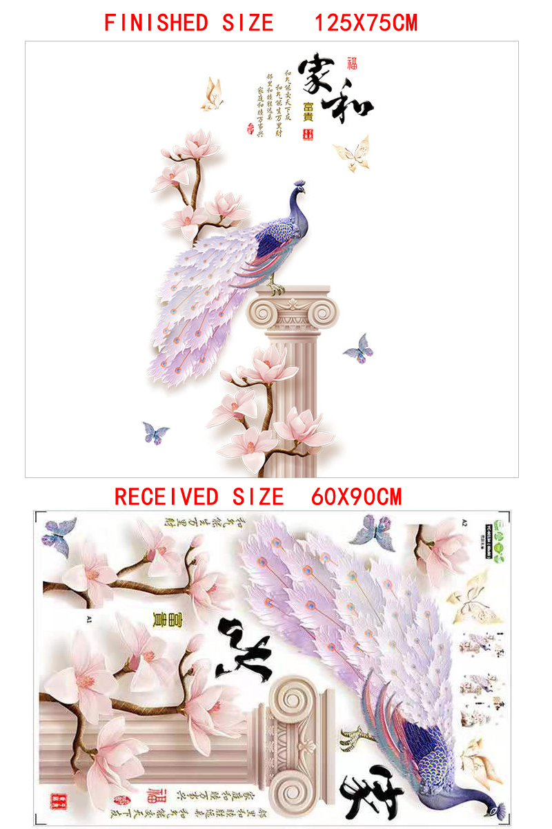 Chinese Style 3D Peacock Wall Stickers Large Bottl... – Grandado