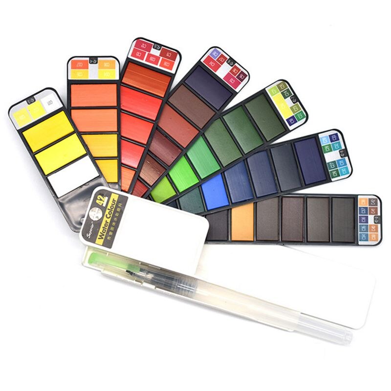 42 Kleuren Pigment Verf Set Solide Aquarel Met Wat... – Vicedeal